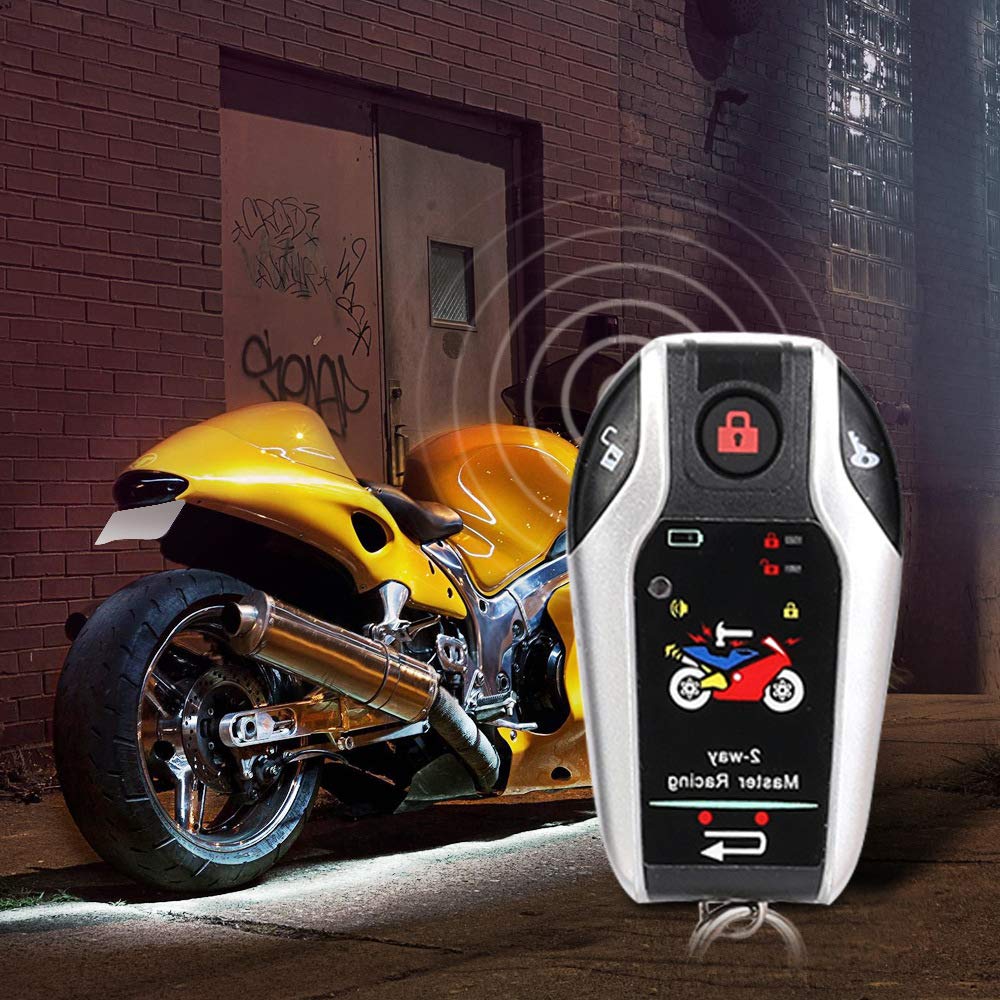 Two Way Motorcycle Alarm Device Anti-theft Security System Remote Engine Automatically Lock/Unlock for Scooter Motorbike Universal