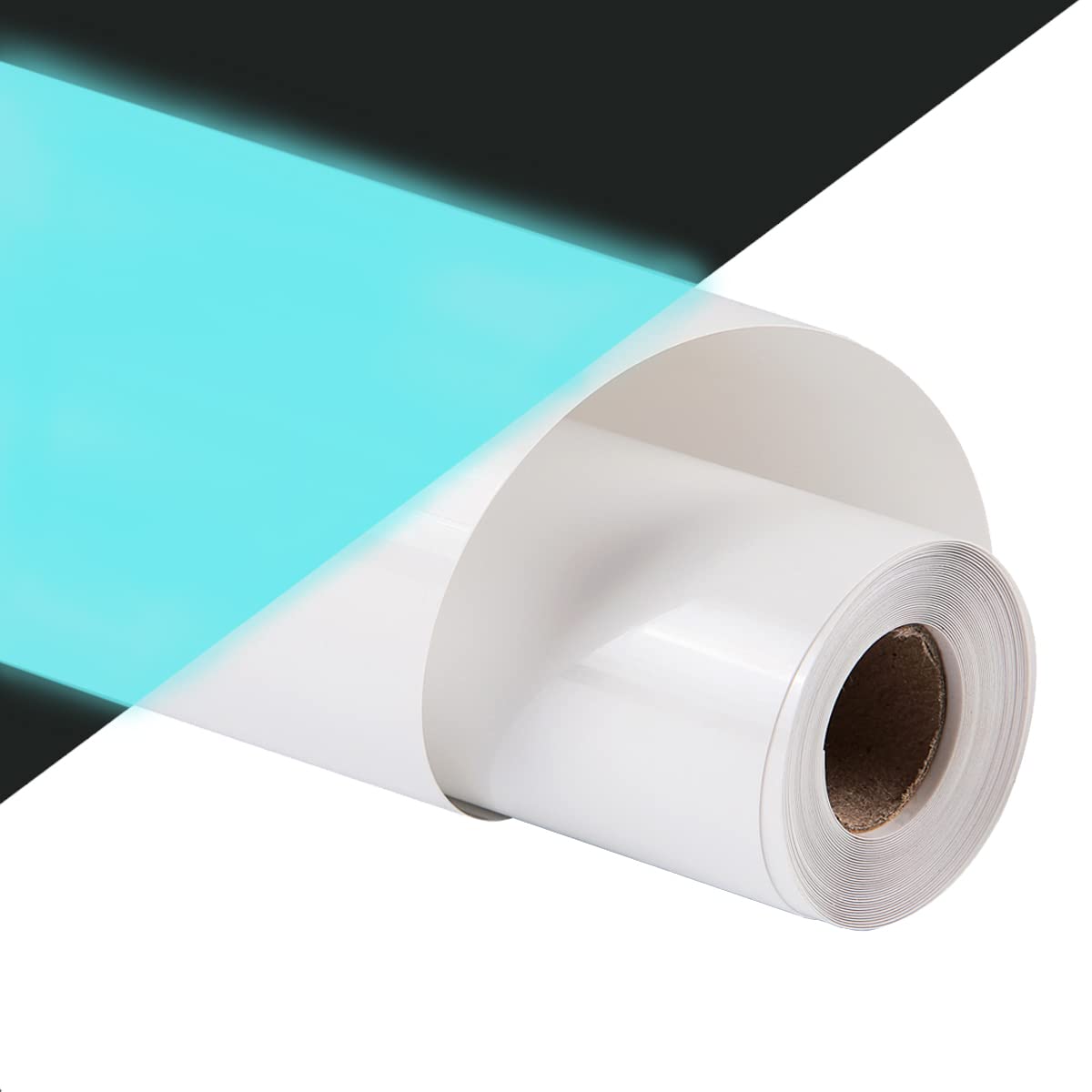 guangyintong Glow in The Dark Heat Transfer Vinyl Rolls, 12" x 5ft Luminous Blue Iron on Vinyl for T Shirts, PU Elastic HTV Vinyl for All Cutter Machine Easy to Cut & Weed for Cool Costumes & Design