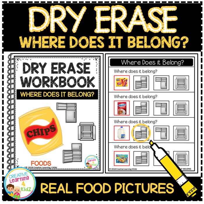 Dry Erase Where Does it Belong? Workbook: Food