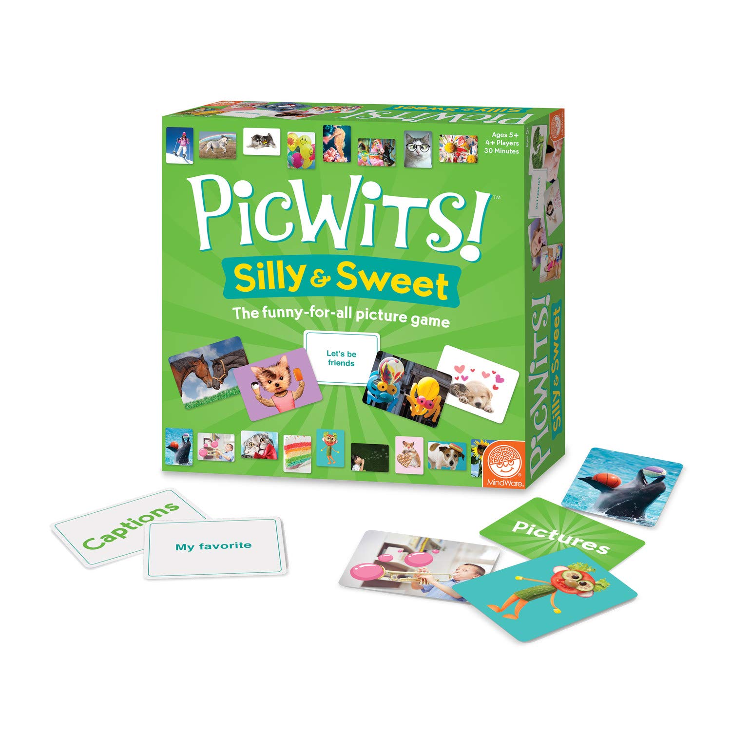 MindWare PicWits! Silly & Sweet Quick Wit Card Game - Quick 30-Minute Game Play - Ages 5 and Up