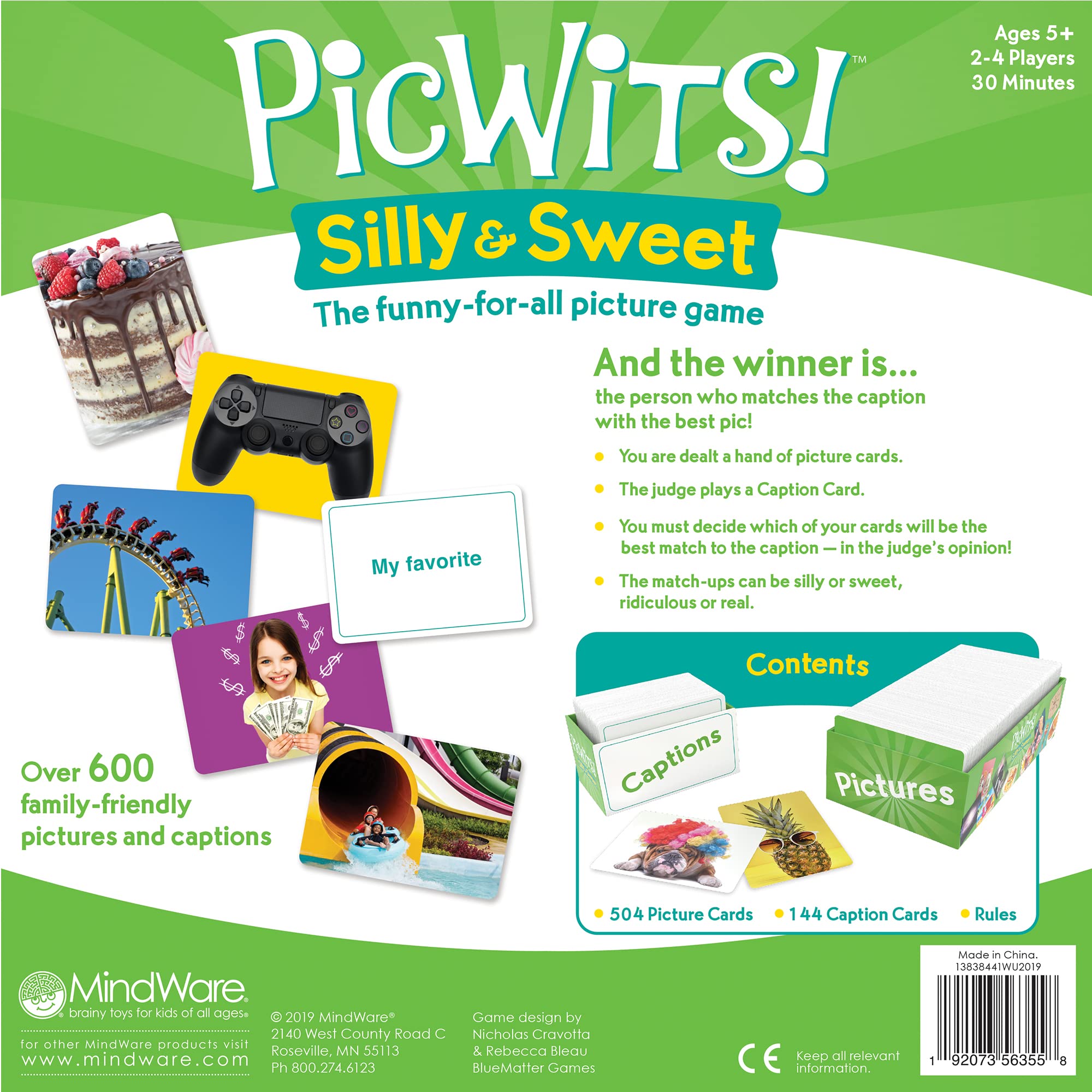 MindWare PicWits! Silly & Sweet Quick Wit Card Game - Quick 30-Minute Game Play - Ages 5 and Up