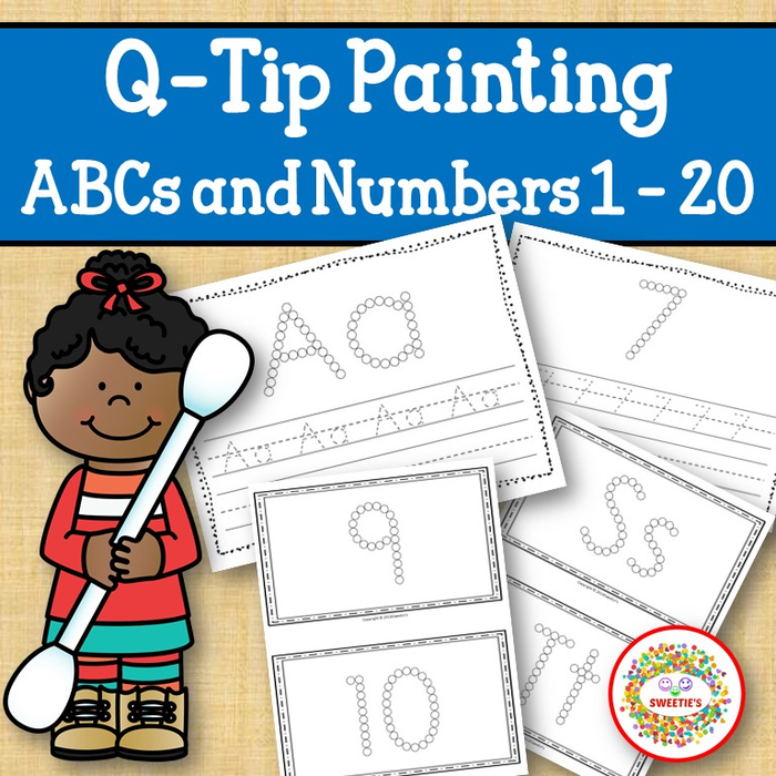 Alphabet and Number Q Tip Painting Worksheets