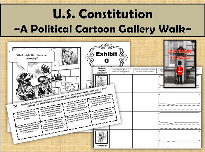 U.S. Constitution | Political Cartoon Gallery Walk Activity | Distance Learning