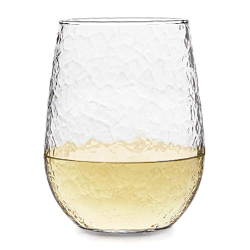 Libbey Hammered Stemless All-Purpose Wine Glasses, 17-ounce, Set of 8