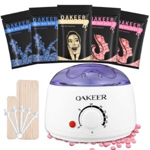 oakeer waxing kit mini wax warmer painless hair removal body waxing designed for partial waxing werewolf own waxing at home,24 accessories