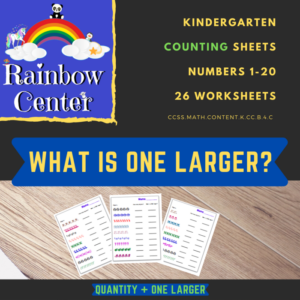 what is one larger? 26 printable worksheets - successive quantity counting - kindergarten