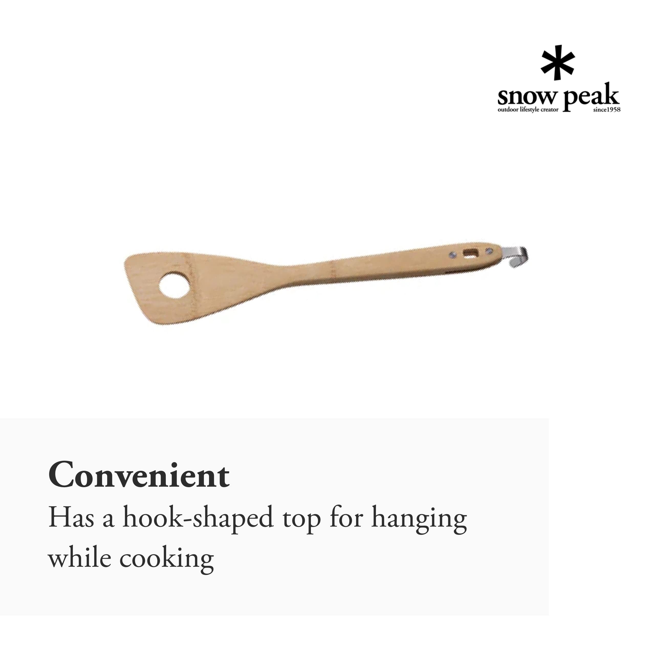 Snow Peak's Cooking Spatula, CS-215, Stainless Steel, Bamboo, Made in Japan, Lifetime Product Guarantee, Cooking Utensil, One Size