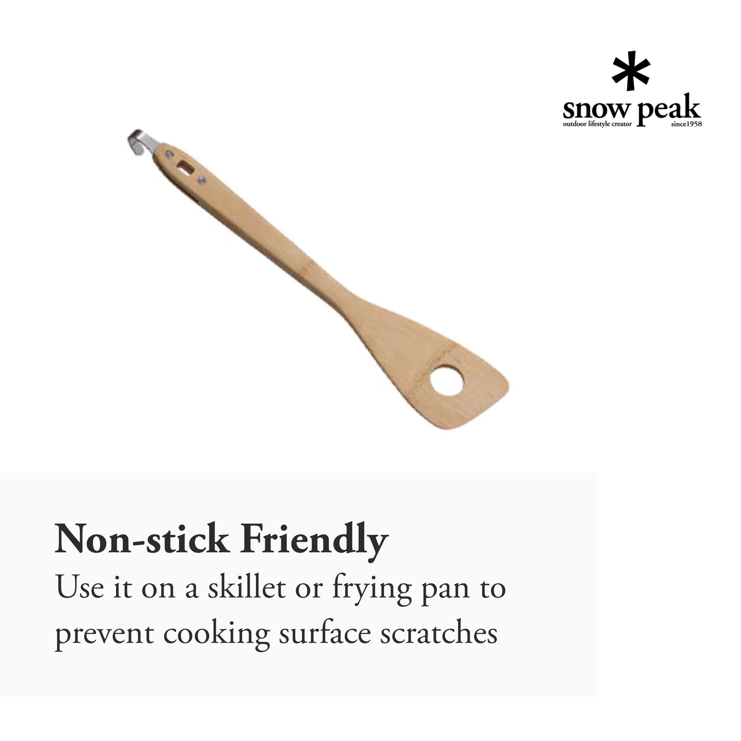 Snow Peak's Cooking Spatula, CS-215, Stainless Steel, Bamboo, Made in Japan, Lifetime Product Guarantee, Cooking Utensil, One Size