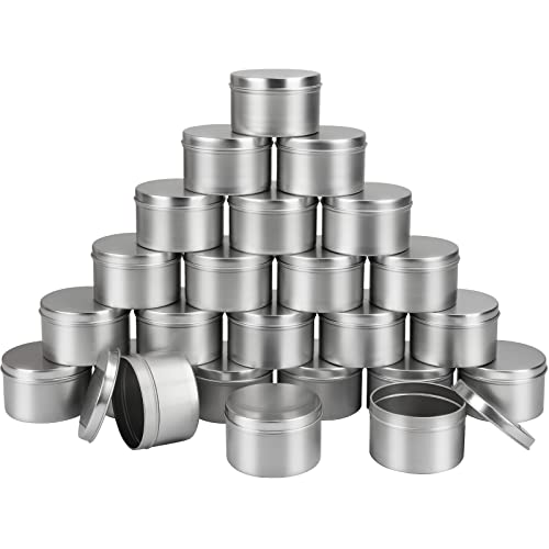 Moretoes 24 Pack Candle Tins, 8oz Round Metal Tins with Lids for Candle Making, Arts Crafts, Storage Container