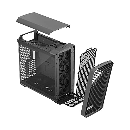 Fractal Design Torrent Gray - Ligth Tint Tempered Glass Side Panel - Open Grille for Maximum air Intake - Two 180mm PWM and Three 140mm Fans Included - Type C - ATX Airflow Mid Tower PC Gaming Case