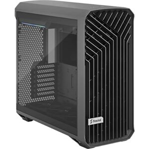 Fractal Design Torrent Gray - Ligth Tint Tempered Glass Side Panel - Open Grille for Maximum air Intake - Two 180mm PWM and Three 140mm Fans Included - Type C - ATX Airflow Mid Tower PC Gaming Case