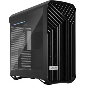 fractal design torrent black - light tint tempered glass side panel - open grille for maximum air intake - two 180mm pwm and three 140mm fans included - type c - atx airflow mid tower pc gaming case