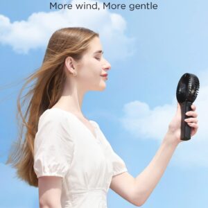 EasyAcc Handheld Fan, 2024 Newly Powerful Quiet Portable Fan Small Desk Fan [ 4 Speed/Battery Indicator/Easy Clean] 17H Battery Operated Fan One Touch Power Off Personal Fan for Travel Outdoor