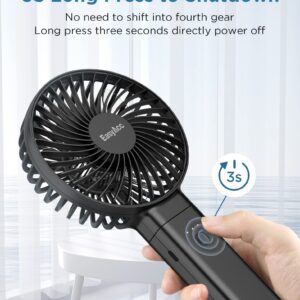 EasyAcc Handheld Fan, 2024 Newly Powerful Quiet Portable Fan Small Desk Fan [ 4 Speed/Battery Indicator/Easy Clean] 17H Battery Operated Fan One Touch Power Off Personal Fan for Travel Outdoor