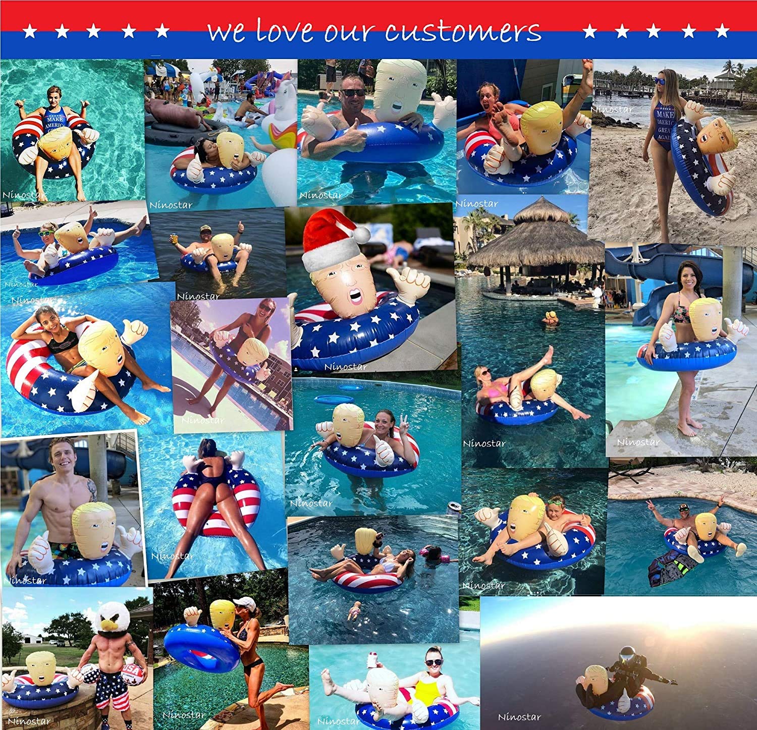 Pool Float Donald Trump Keep America Great - Patriot American infloateble for Adult