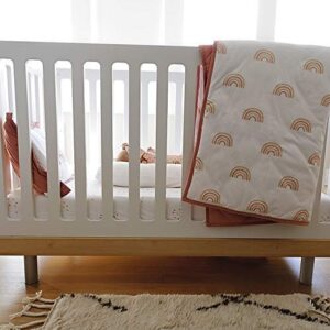 Ely's & Co. Baby Toddler Bedding Sets for Baby Boy and Baby Girl — Perfect for Toddler Beds — 3 Piece Set Includes Crib Sheet, Quilted Blanket, and Baby Pillowcase (Pink Rainbow)