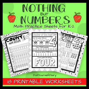 nothing but numbers: math worksheets for k-2 (numbers 1-10)