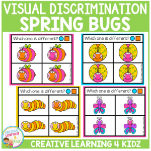 visual discrimination clip cards: spring bugs