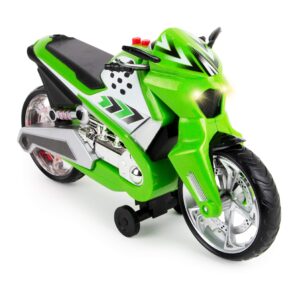 boley wheelie lifter - 1 pk green motorized toy motorcycle for boys & girls - light & sound die cast motorcycle toy for kids ages 3+