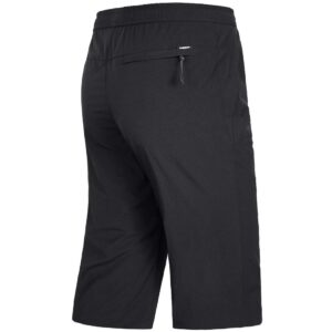 Men's Outdoor Hiking Shorts Quick Dry Stretchy 3/4 Capri Pants Cargo Shorts Male Black