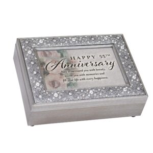 cottage garden happy 55th anniversary brushed pewter finish jeweled music box plays wonderful world