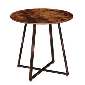 rolanstar dining table rustic round table with metal legs for kitchen living room coffee table bristro table for cafe bar