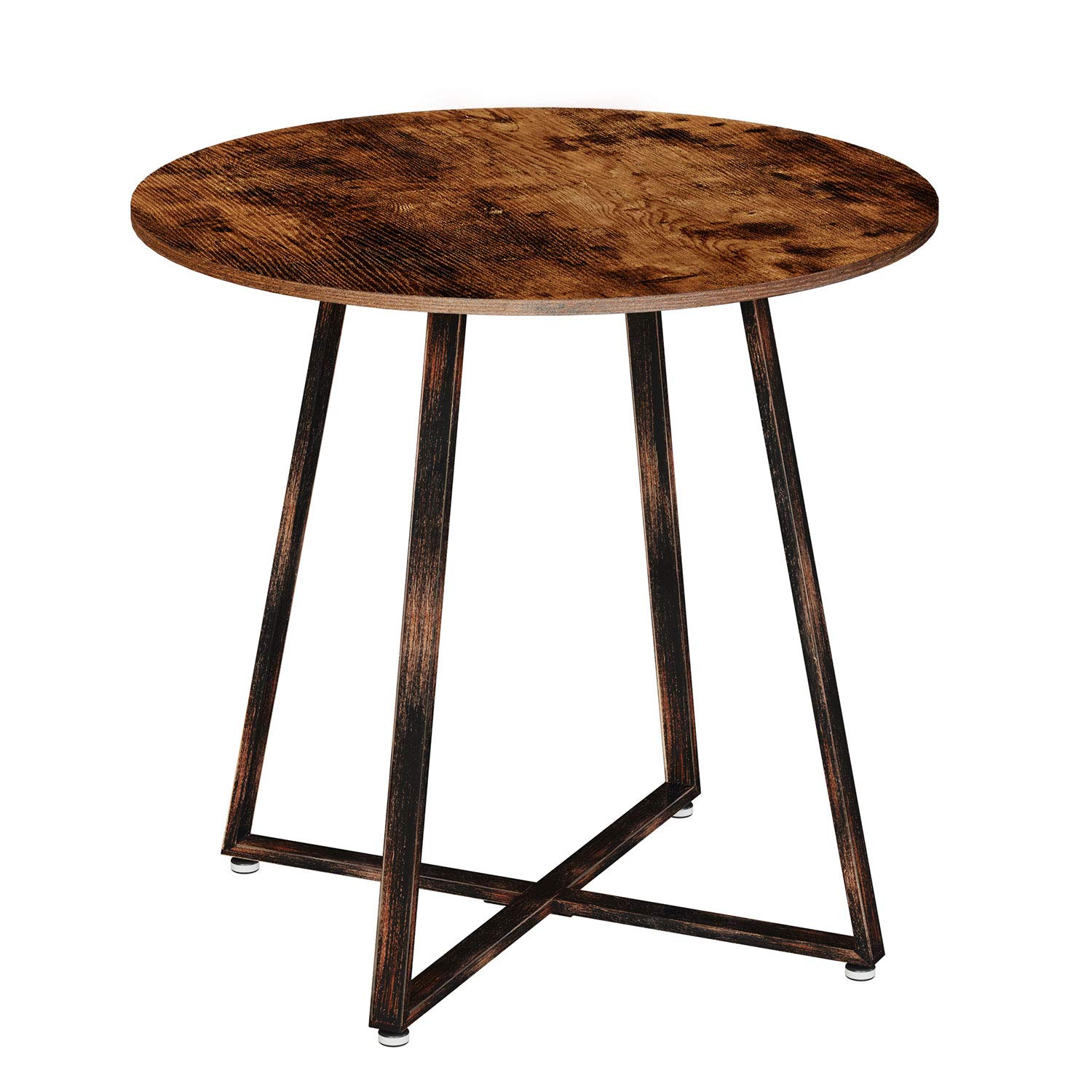 Rolanstar Dining Table Rustic Round Table with Metal Legs for Kitchen Living Room Coffee Table Bristro Table for Cafe Bar