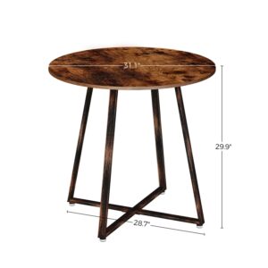 Rolanstar Dining Table Rustic Round Table with Metal Legs for Kitchen Living Room Coffee Table Bristro Table for Cafe Bar