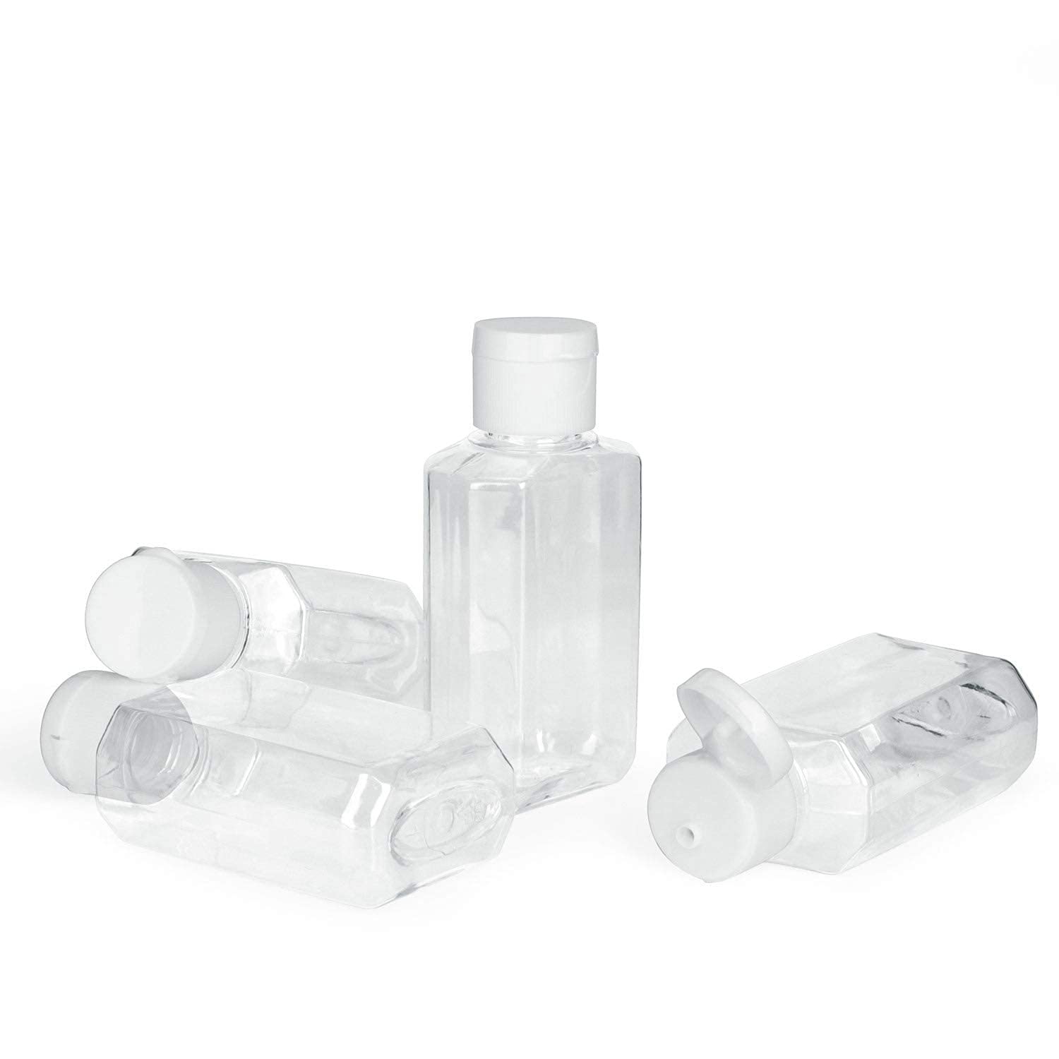 HULISEN 24 Pack of 2oz Travel Size Bottles, Plastic Clear Travel Bottles for Toiletries, Empty Mini Travel Containers with Flip Cap, Leak Proof Refillable Lotion Bottles for Hand Sanitizer, Shampoo