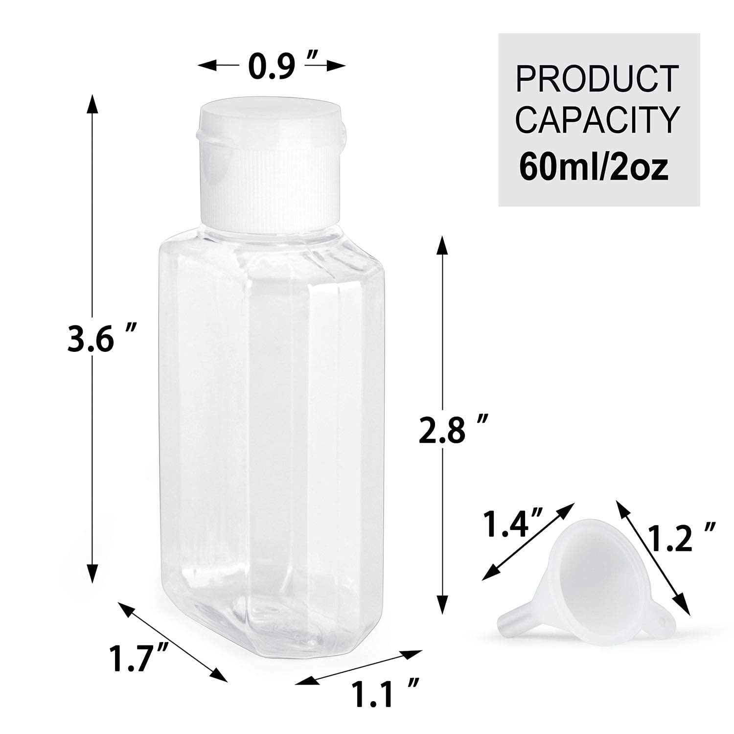 HULISEN 24 Pack of 2oz Travel Size Bottles, Plastic Clear Travel Bottles for Toiletries, Empty Mini Travel Containers with Flip Cap, Leak Proof Refillable Lotion Bottles for Hand Sanitizer, Shampoo