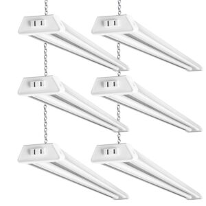 freelicht 6 pack linkable led utility shop light, 4000 lm, 4 ft, 48 inch integrated fixture for workshop, 40w equivalent 260w, 5000k daylight, surface + hanging mount – etl