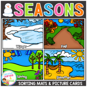 seasons sorting mats + picture cards