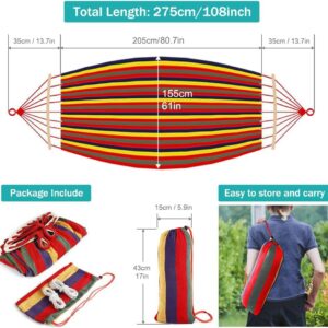 MOSFiATA Camping Hammock 550lb Upgraded Thickened 320G Canvas Fabric Single Hammocks with Two Anti Roll Balance Beam and Sturdy Metal Knot Tree Straps for Camping, Patio, Backyard, Outdoor