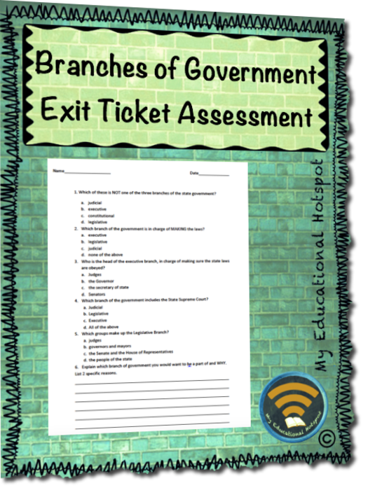 Branches of Government Exit Ticket Assessment