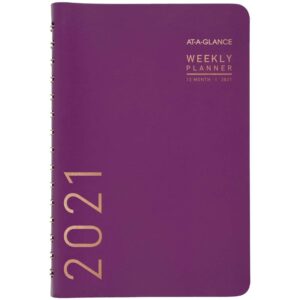 at-a-glance 2021 weekly & monthly planner by at-a-glance, 5-1/2" x 8-1/2", small, contemporary, purple (70108x5921)