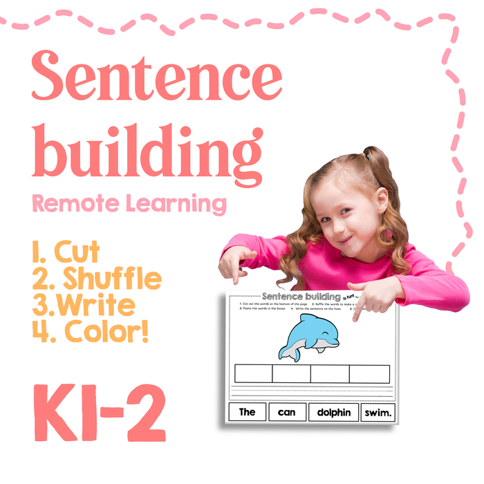 Sentence Building is fun! Reading, Writing and Coloring Printable Worksheets Ideal For Distance Learning and Homeschool Activities for Kids 1/2nd Grades 50 pages