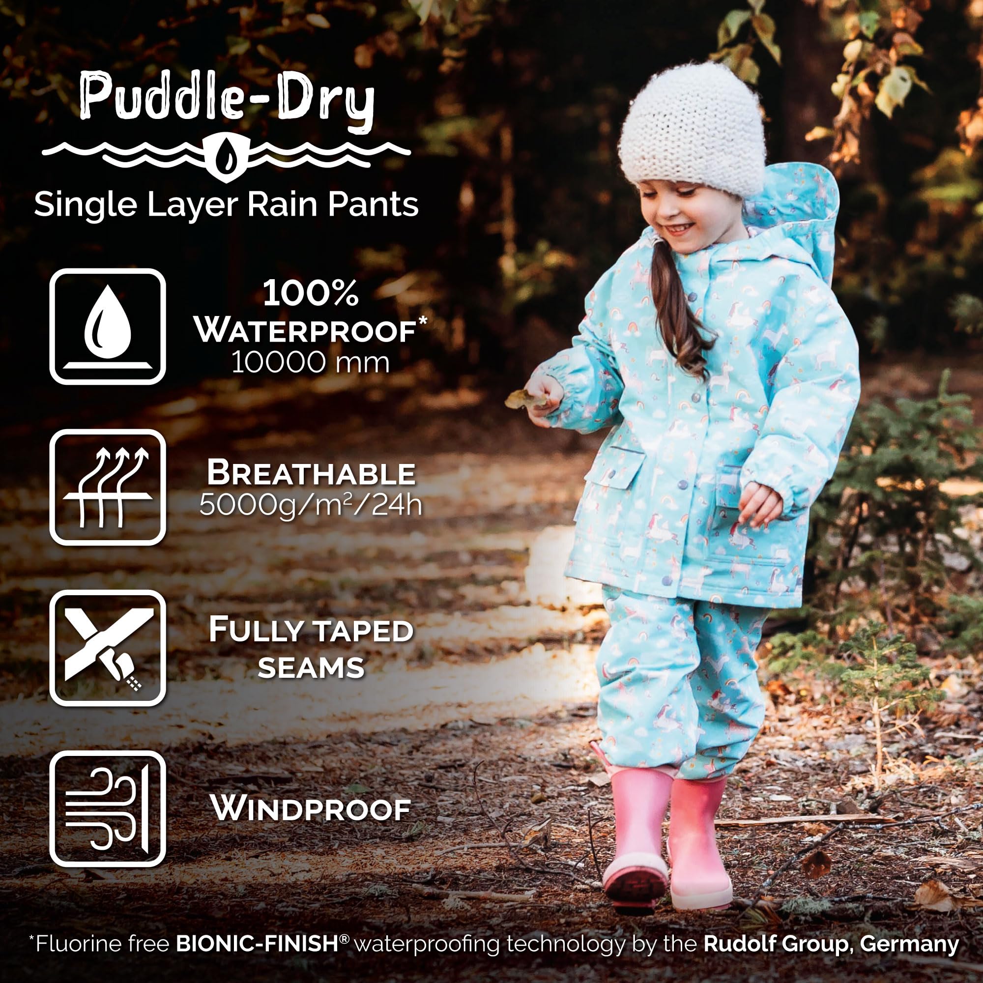 JAN & JUL Toddler Girl Boy Waterproof Pants, Puddle-Dry Single Layer (Single Layer: Yellow, 2T)