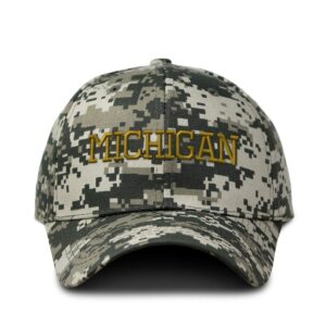 speedy pros camo baseball cap michigan state usa america embroidery cotton hunting dad hats for men & women strap closure pixel digital camo design only