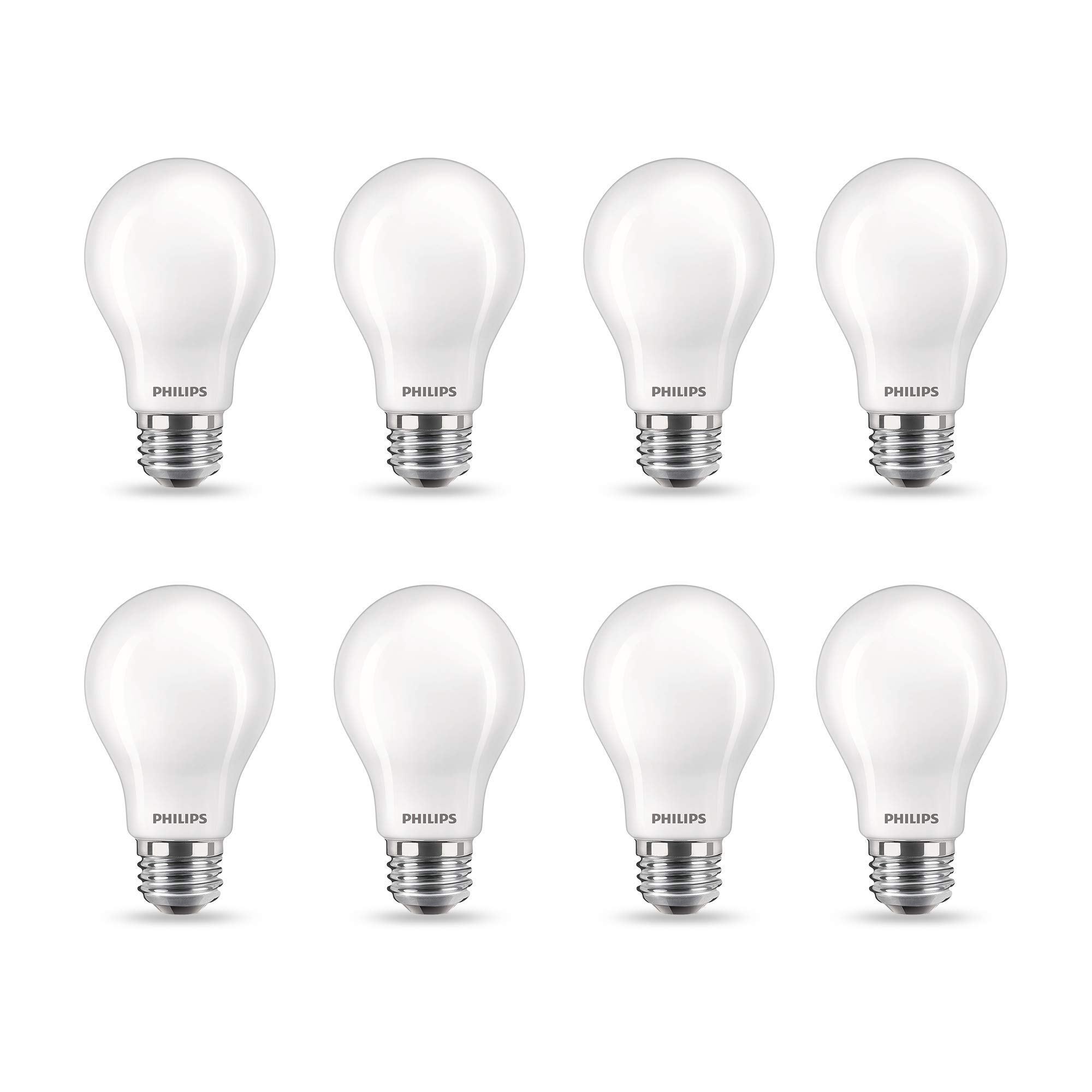 Philips LED Flicker-Free A19 Light Bulb, Dimmable Warm Glow Effect, EyeComfort Technology, 800 Lumen, 2700-2200K, 8.5W=60W, E26 Base, Title 20 Certified, 8-Pack