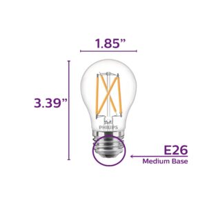 Philips LED Flicker-Free A15 Light Bulb, EyeComfort Technology, Dimmable Warm Glow Effect, 350 Lumen, 2700-2200K, 3.8W=40W, E26, Title 20 Certified, 8-Pack,Soft White