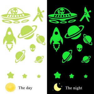 Glow in The Dark Stars, Glowing Stars for Ceiling, Space Galaxy Planets Space Ship Wall Stickers for Kids, Super Bright Stickers for Girls Boys Bedroom or Party Gift (280 pcs)