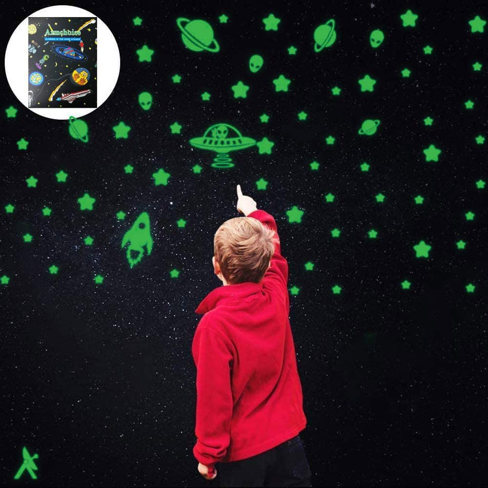 Glow in The Dark Stars, Glowing Stars for Ceiling, Space Galaxy Planets Space Ship Wall Stickers for Kids, Super Bright Stickers for Girls Boys Bedroom or Party Gift (280 pcs)