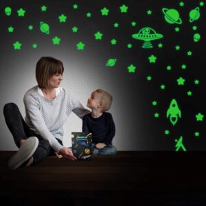 Glow in The Dark Stars, Glowing Stars for Ceiling, Space Galaxy Planets Space Ship Wall Stickers for Kids, Super Bright Stickers for Girls Boys Bedroom or Party Gift (280 pcs)