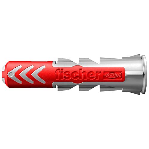 fischer DuoPower 1/4"x1-3/16", Powerful Universal Plug with Intelligent 2-Component Technology for fastenings in Concrete, Bricks, Gypsum plasterboard, chipboard, 100 Plugs Without Screws