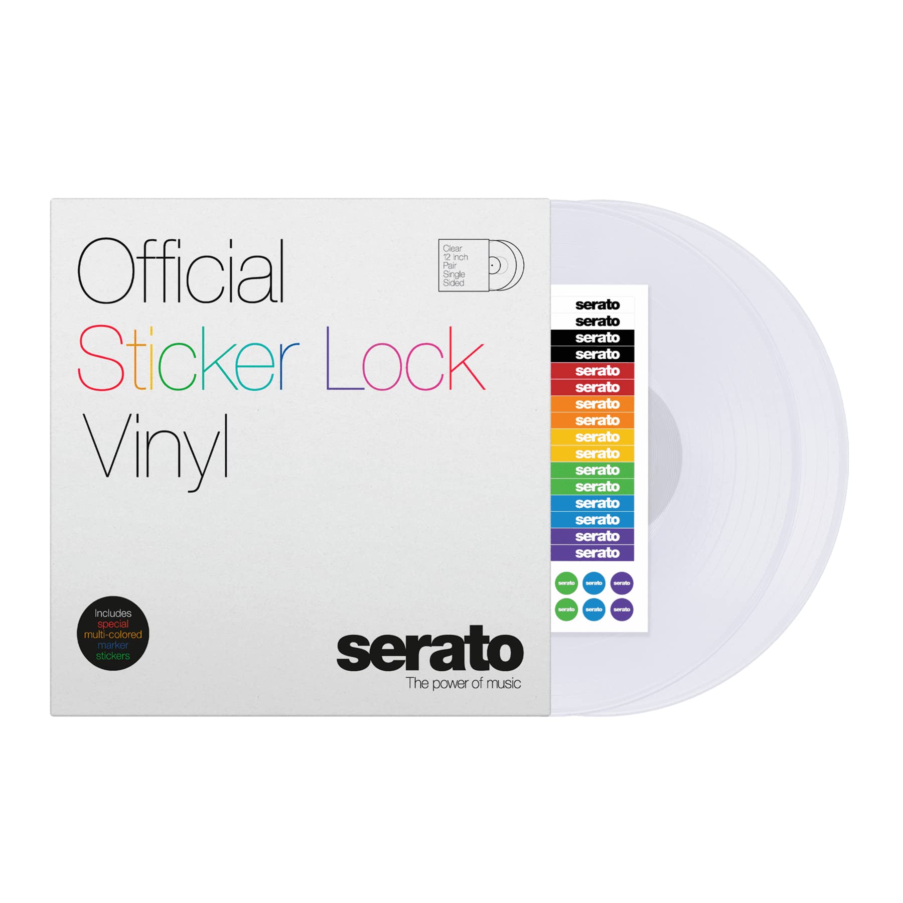 Serato SCV-PS-SL-BM Sticker Lock 12" Control Vinyl pressing for Serato DJ - (Pair)