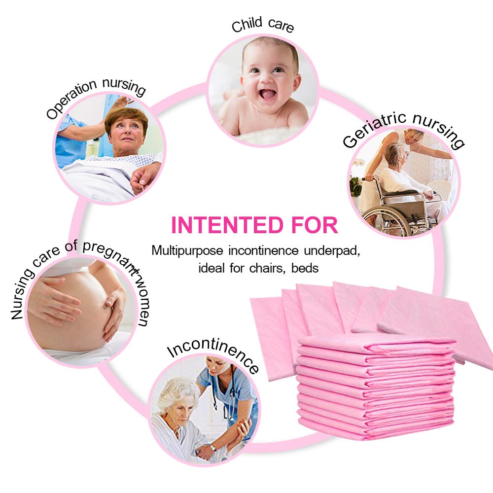 OBloved Changing Pad Liners,20 Pack Diaper Changing Pad,Waterproof Changing Pad Cover,Breathable Baby Changing Pad Underpads Bed Table Mat,18 Inches X 13 Inches (Pink)