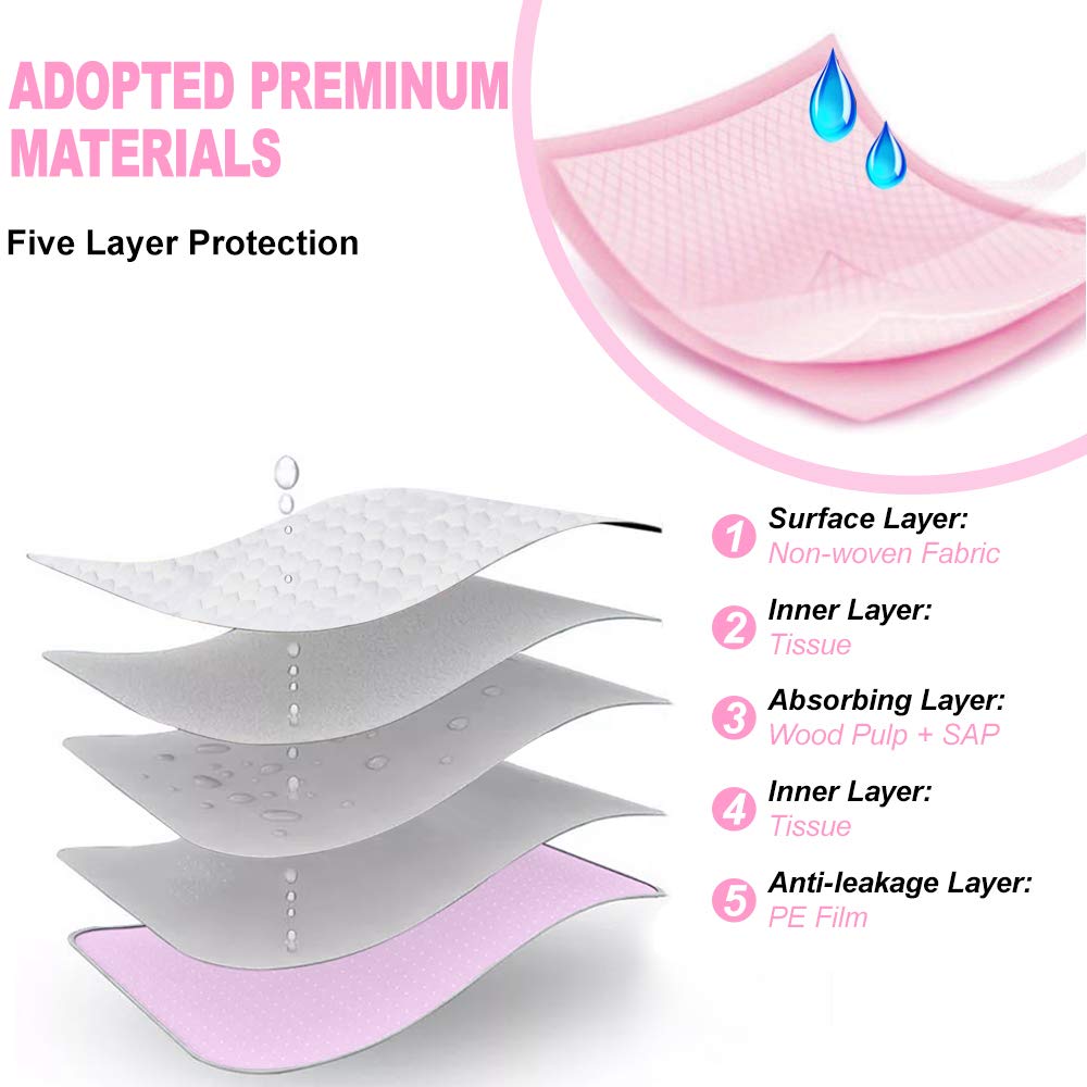 OBloved Changing Pad Liners,20 Pack Diaper Changing Pad,Waterproof Changing Pad Cover,Breathable Baby Changing Pad Underpads Bed Table Mat,18 Inches X 13 Inches (Pink)