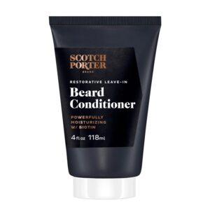 scotch porter restorative leave-in beard conditioner – deep conditioning softener with lightweight feel, reduces frizz & provides long-lasting hydration & shine to dull, dry, coarse beards – 4 oz.