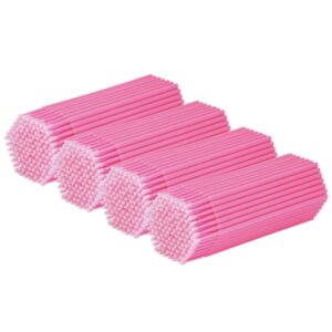 tifanso 400pcs micro cotton swabs, micro swabs for eyelash extension, disposable micro applicator brush micro eyelash swabs pink(head diameter: 2.0mm)