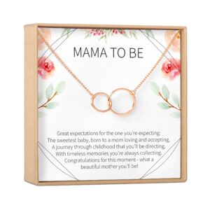 dear ava infinity interlocking double circle connecting necklace for women - modern jewelry pendant love gifting idea for her with heartfelt card - pregnancy gift for new mom rose gold